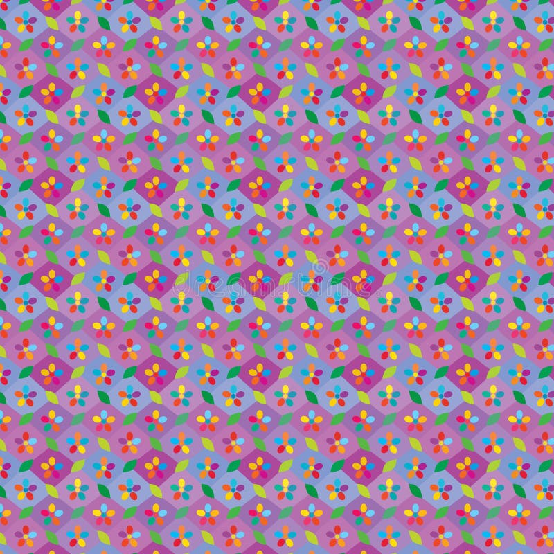 Flower Leaf Diamond Shape Seamless Pattern Stock Vector - Illustration ...