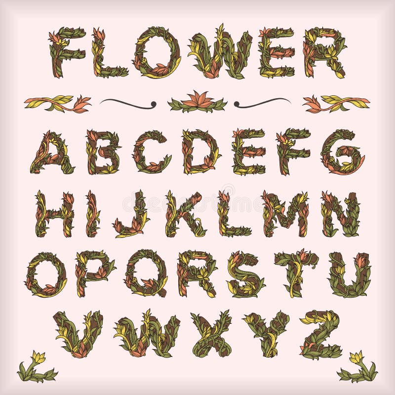 Leaf font. Vector alphabet stock vector. Illustration of typography ...