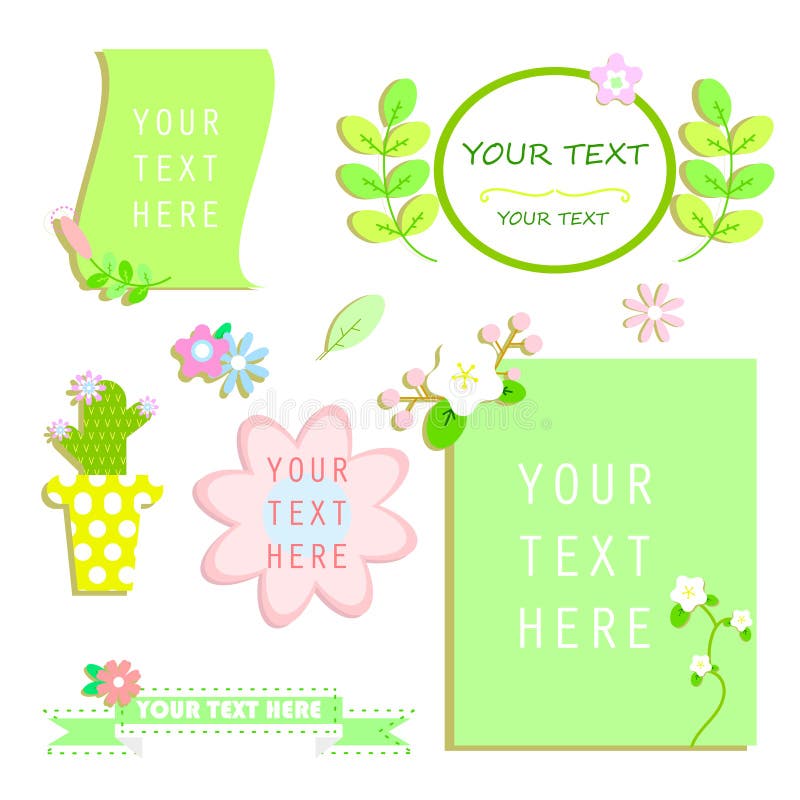 Flower and Leaf Text Box Set Stock Vector - Illustration of sale ...