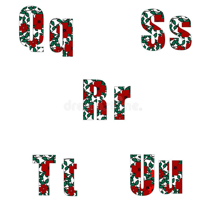 Flower Letters. Vector Alphabet. Colorful Font. Lowercase and Uppercase ...