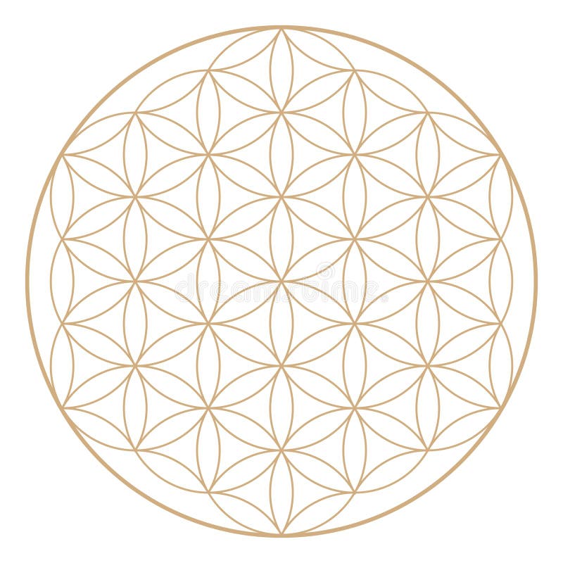 Gold Flower of Life Geometric Pattern Ornament Stock Image ...