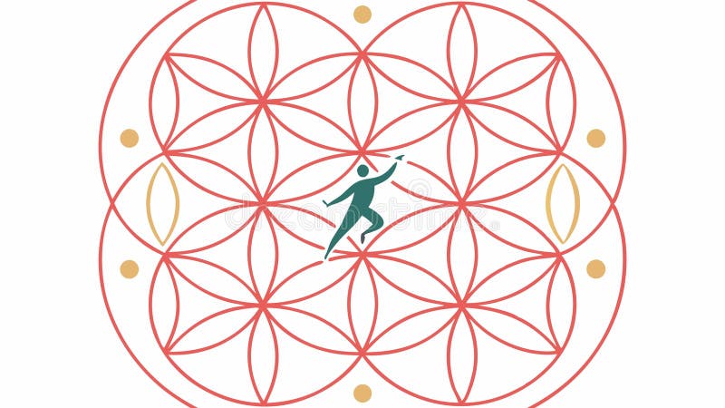 Flower of Life Pattern with Dynamic Human Figure, Vector Design ...