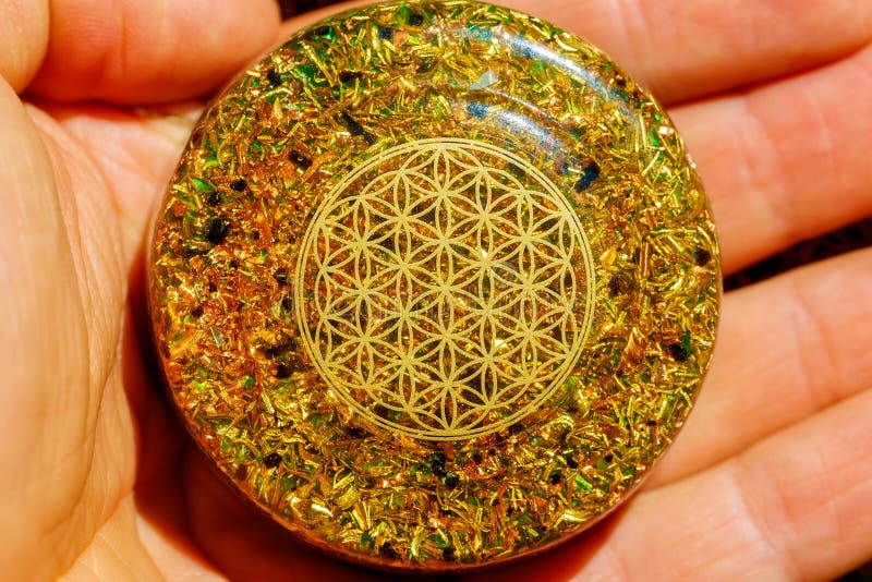 Flower of Life Pattern. Orgonite Healing Crystal. Stock Photo - Image ...