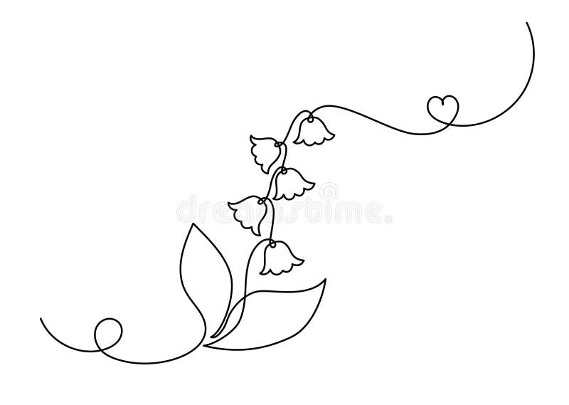 Flower Lily of the Valley in One Continuous Line Drawing. Minimalist ...