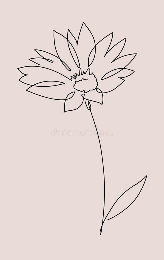 Flower Line Art Minimalist Logo. Thin Line Floral Design Element Stock ...