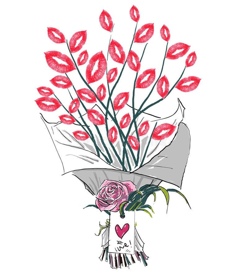 Flower and lips stock vector. Illustration of abstract - 27617706