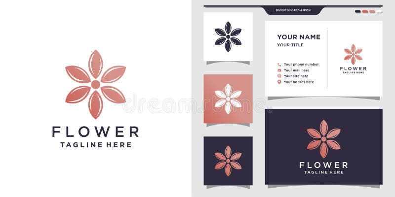 Flower Logo Design Template with Creative Concept and Business Card ...