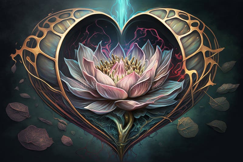 Flower Lotus in Open Box in Form of Heart Stock Illustration ...