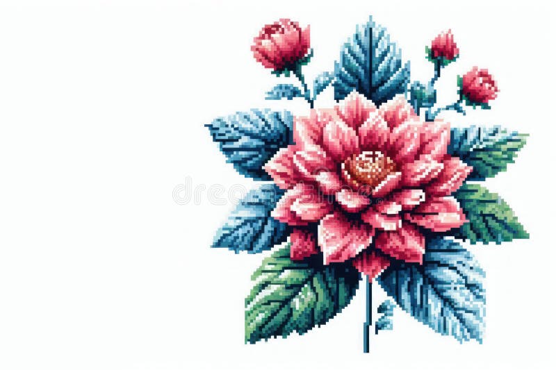 A Flower Made of Pixels. Space for Text. Stock Image - Image of icon ...
