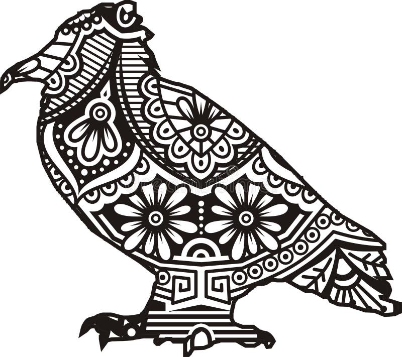 Bird Mandala Vector Line Art Style Stock Illustration - Illustration of ...