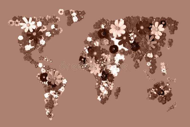 Flower map of the world stock image. Image of shape - 348528087