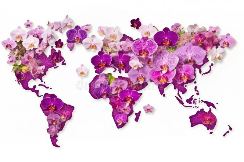 Flower Map, a World Map Made of Flowers, Abstract Generative AI ...
