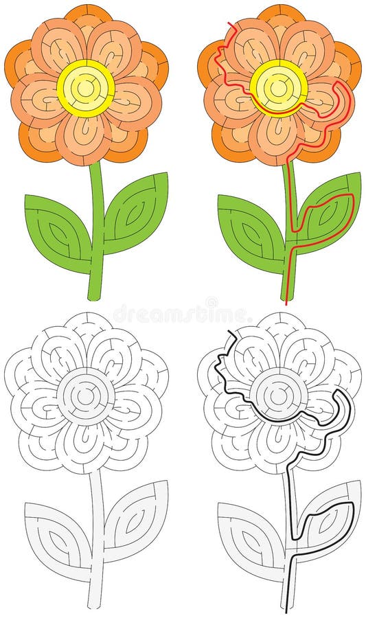 Easy flower maze stock vector. Illustration of drawing - 68308352