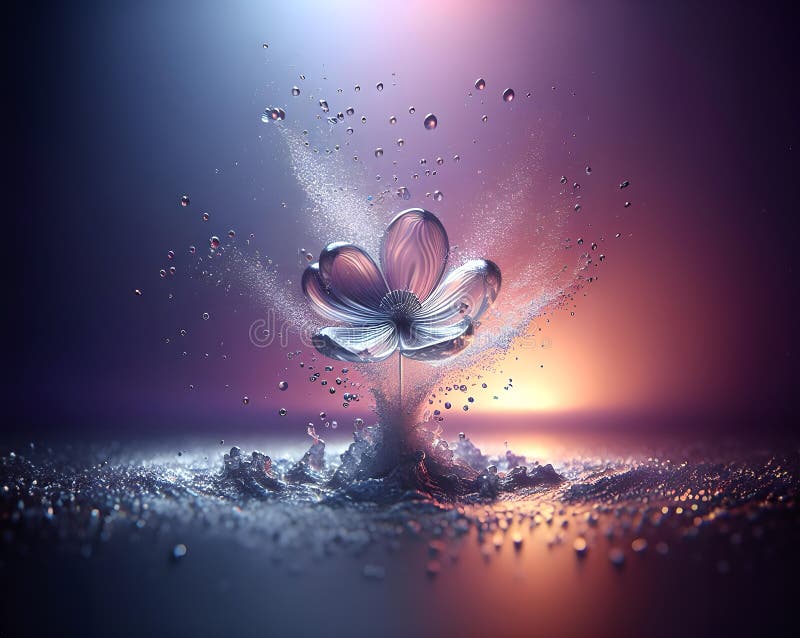 Flower Merging from Water Droplets Stock Illustration - Illustration of ...