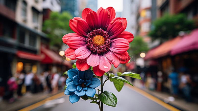 A Flower in the Middle of a City Street Stock Illustration ...