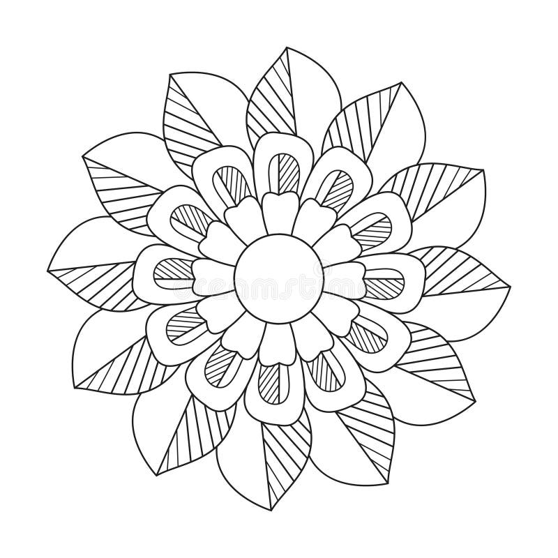 Flower Mirror Pattern Mandala Design Coloring Book Page for Kids Stock ...