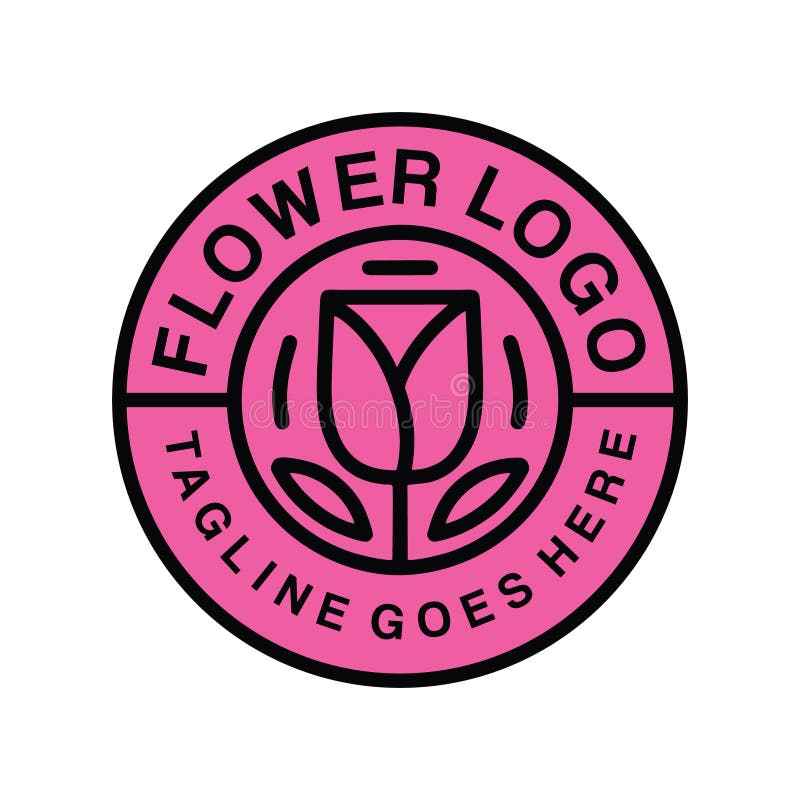 Flower Monoline Logo Emblem Vector Design Badge Illustration Symbol ...
