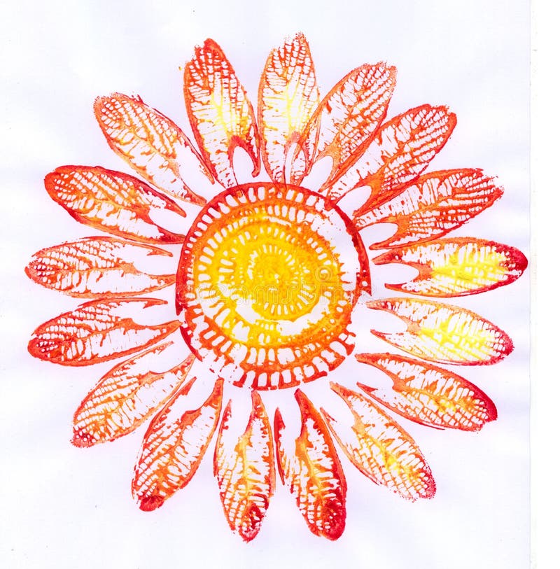 Flower Monoprinting Art for Child. Stock Illustration - Illustration of ...