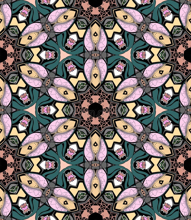 Flower Mosaic Kaleidoscope. Stock Vector - Illustration of nature ...