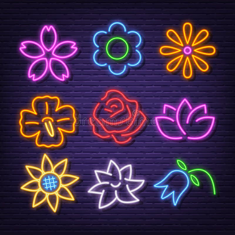 Neon Hibiscus Flower Stock Illustrations – 599 Neon Hibiscus Flower ...
