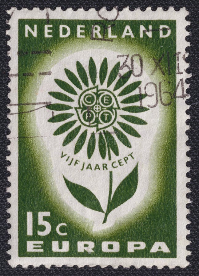 Flower on a 1964 Netherlands Postage Stamp. CEPT Editorial Stock Image ...