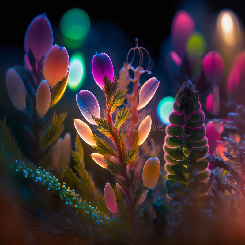Flower at Night Close Up in the Sun Generative AI Stock Illustration ...
