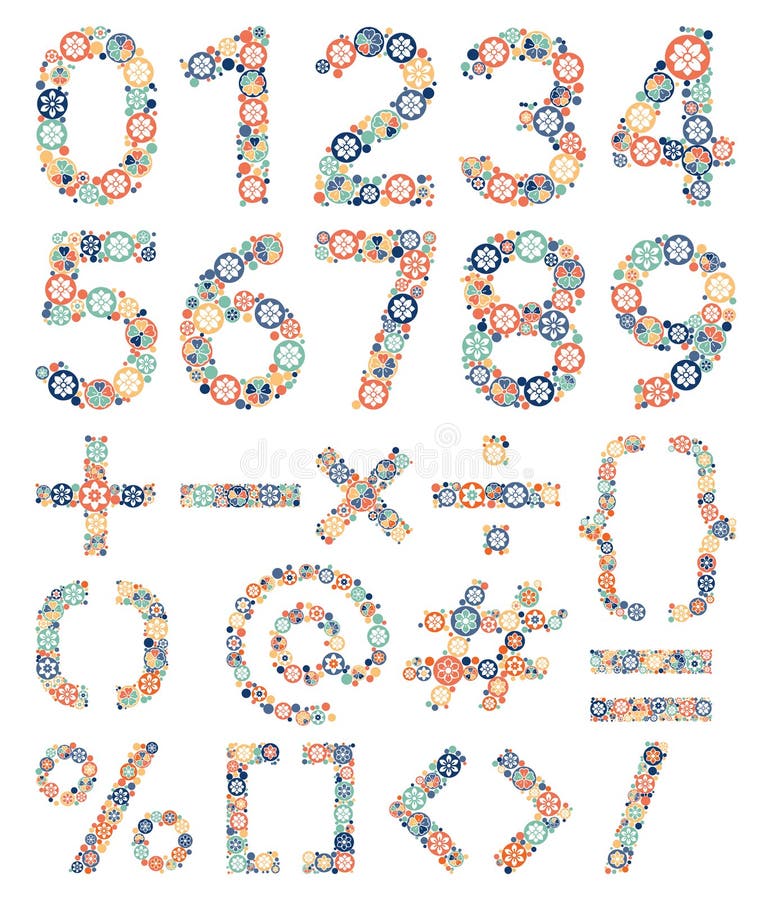Flower Numbers Alphabet Letters Fonts Color Stock Vector - Illustration ...