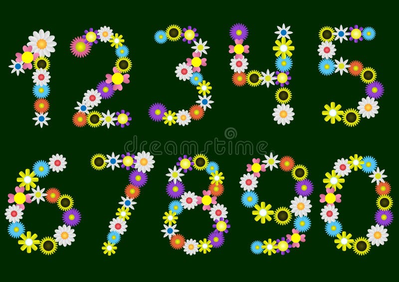 Floral Colorful Numbers Set. Vector Illustration. Stock Vector ...