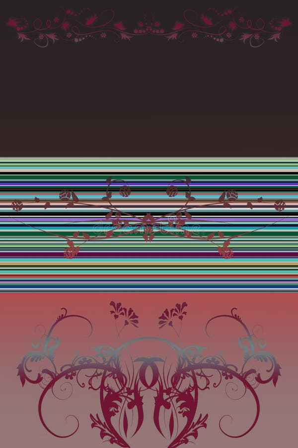 Flower-ornaments + stripes stock illustration. Illustration of flower ...