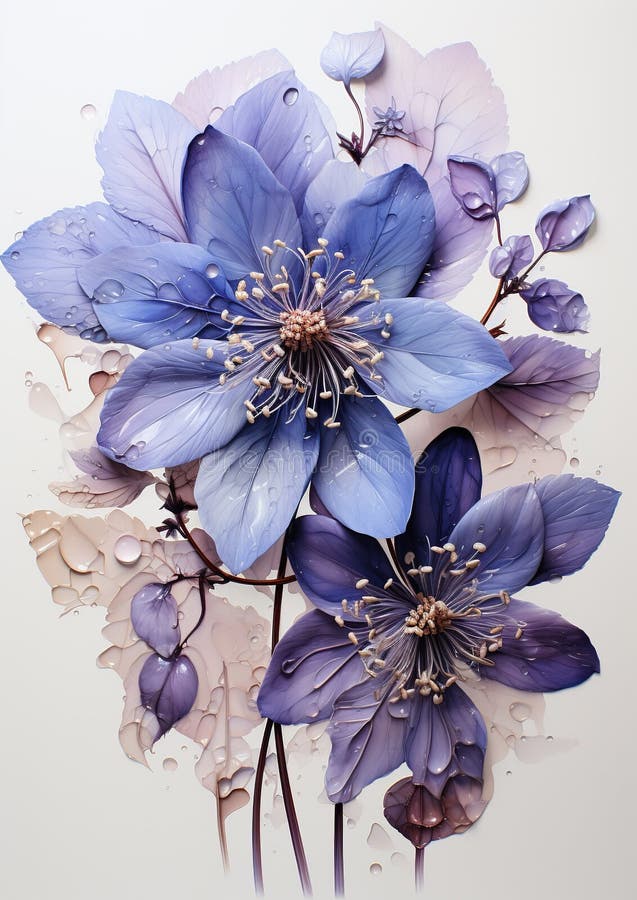 Flower Painting Set Against a Backdrop of Intricate Floral Patterns ...