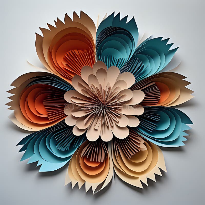 Flower Paper Cut Modern Painting - Generated by Ai Stock Illustration ...