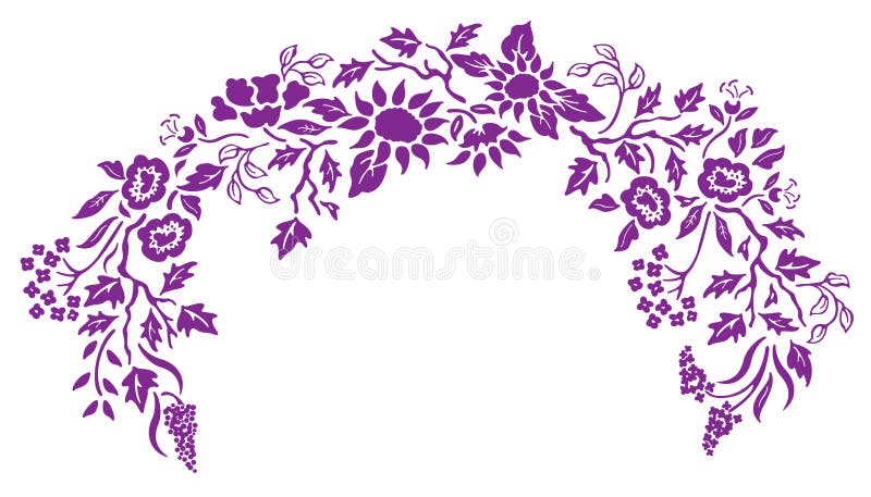 Purple Flower and Vines Pattern Stock Illustration - Illustration of ...
