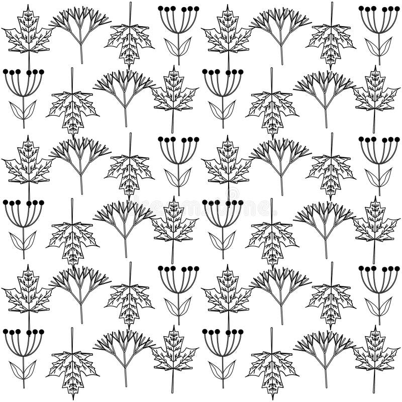 Flower Pattern Black Outline White Background Stock Vector ...