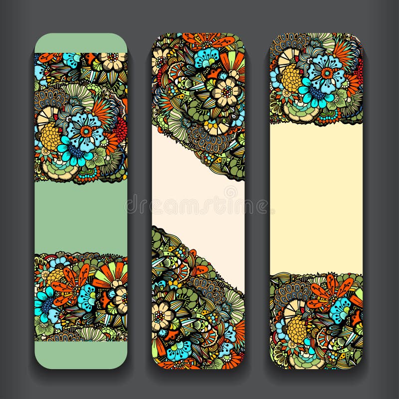 Flower pattern cards set stock vector. Illustration of culture - 76697793