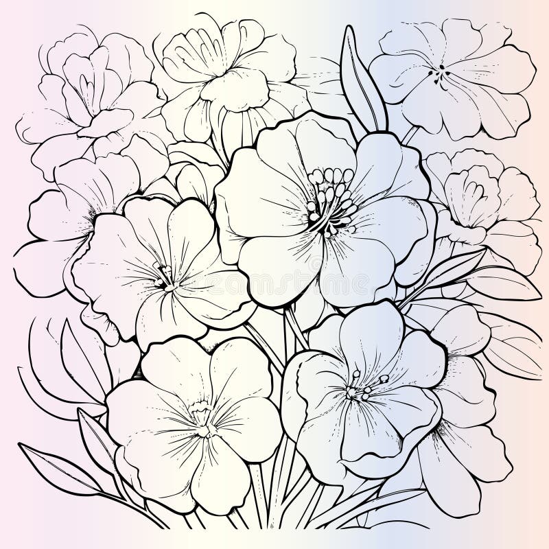 Flower Pattern Coloring Pages Drawing for Kids Stock Vector ...