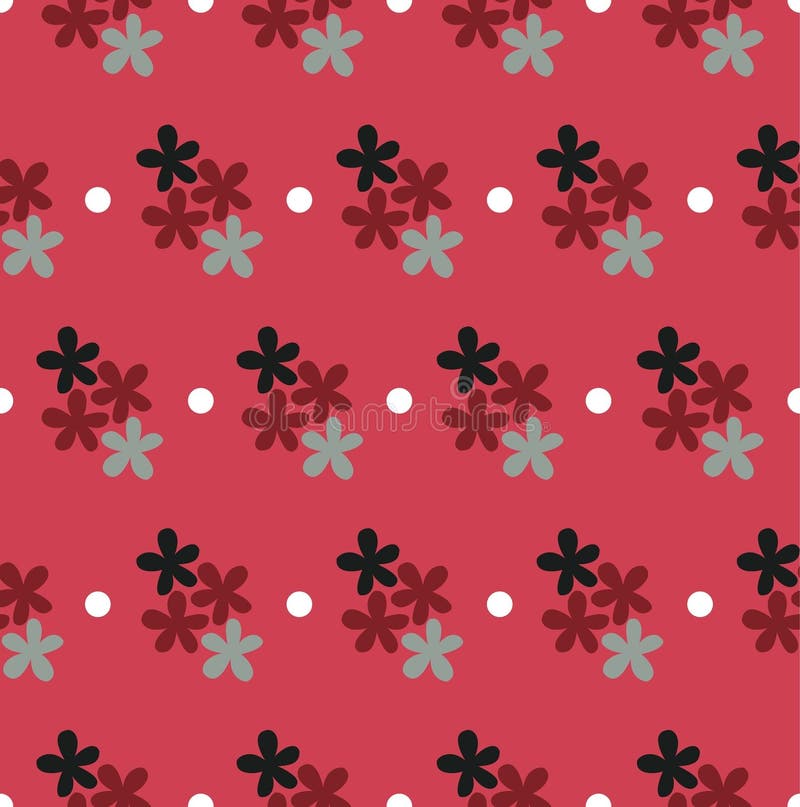 Graphic Flower Pattern Fabric with Circle 2 Stock Vector - Illustration ...