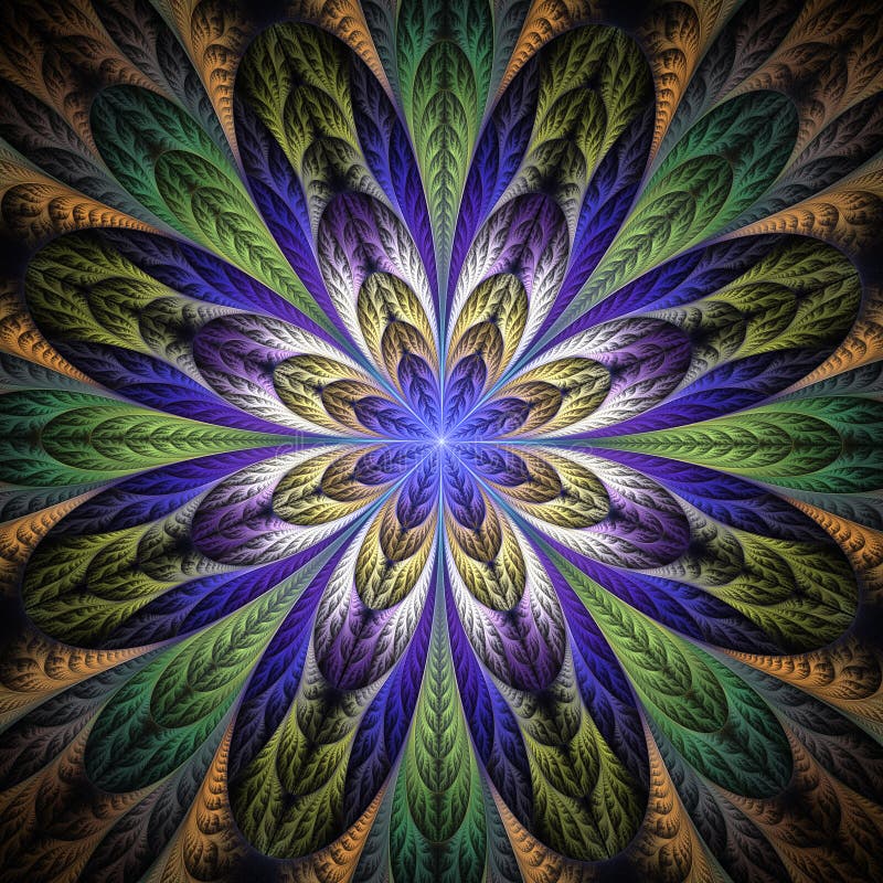 Flower Pattern in Fractal Design. Artwork for Creative Design Stock ...