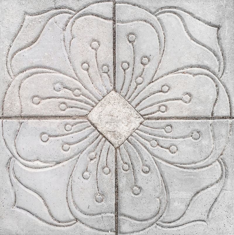 Flower Pattern Graven Gray Tile Stock Photo - Image of occupation ...