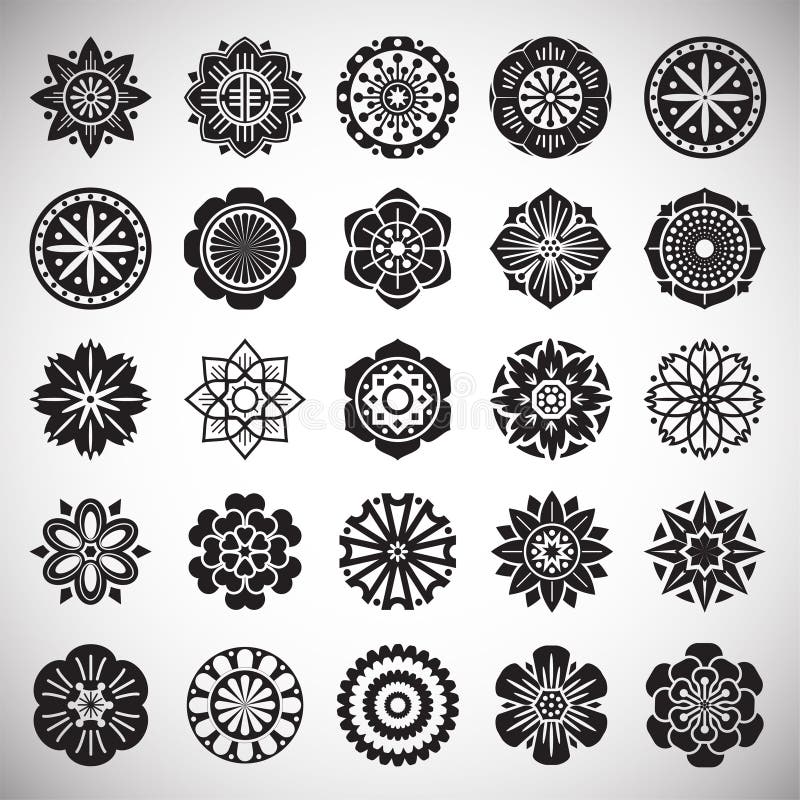 Flower Pattern Icons Set on Background for Graphic and Web Design ...