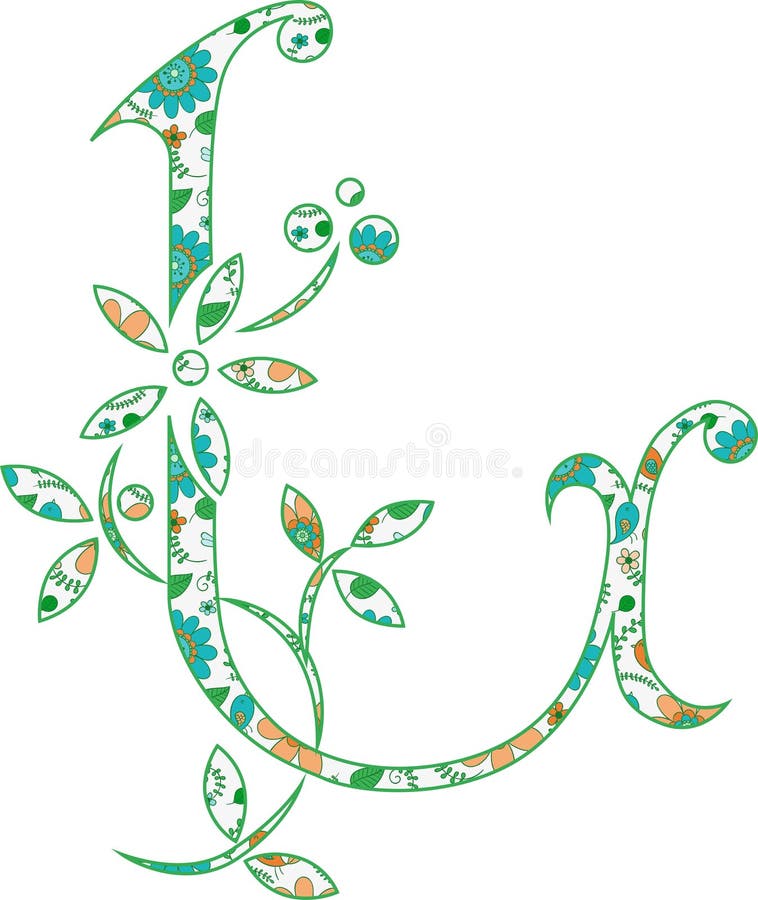 Flower pattern letters set stock vector. Illustration of decoration ...