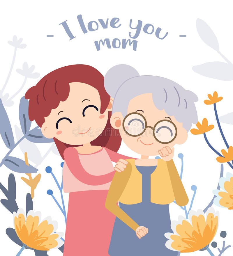 I Love You Mom. in Mother`s Day Theme Stock Illustration - Illustration ...