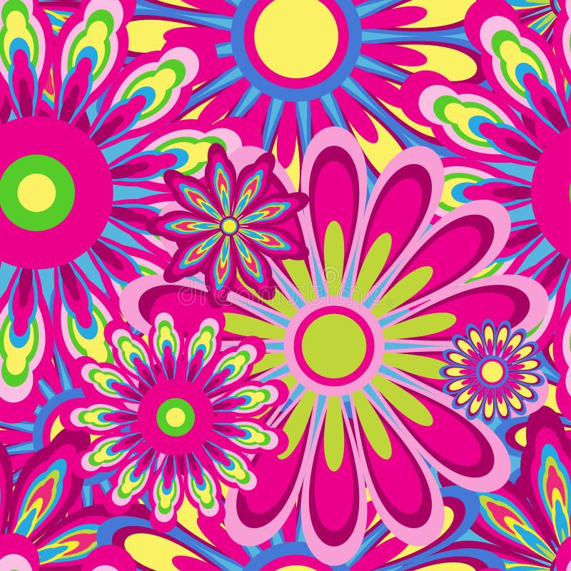 Funky Psychedelic Flower Power Pattern Stock Vector - Illustration of ...