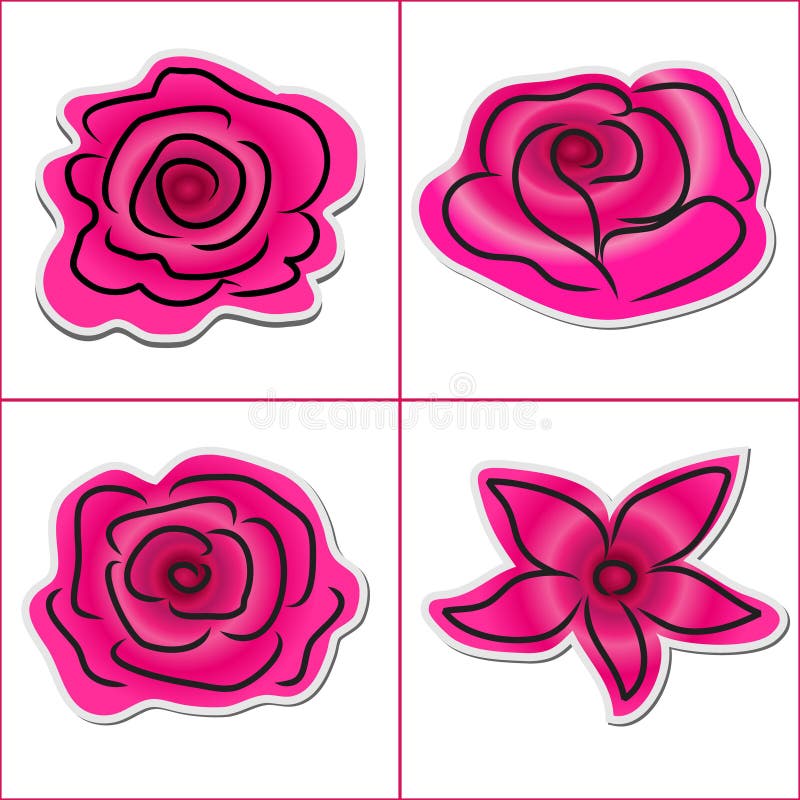 Sticker of Pink Amaryllis Flower in Flat Cartoon Style Isolated on ...