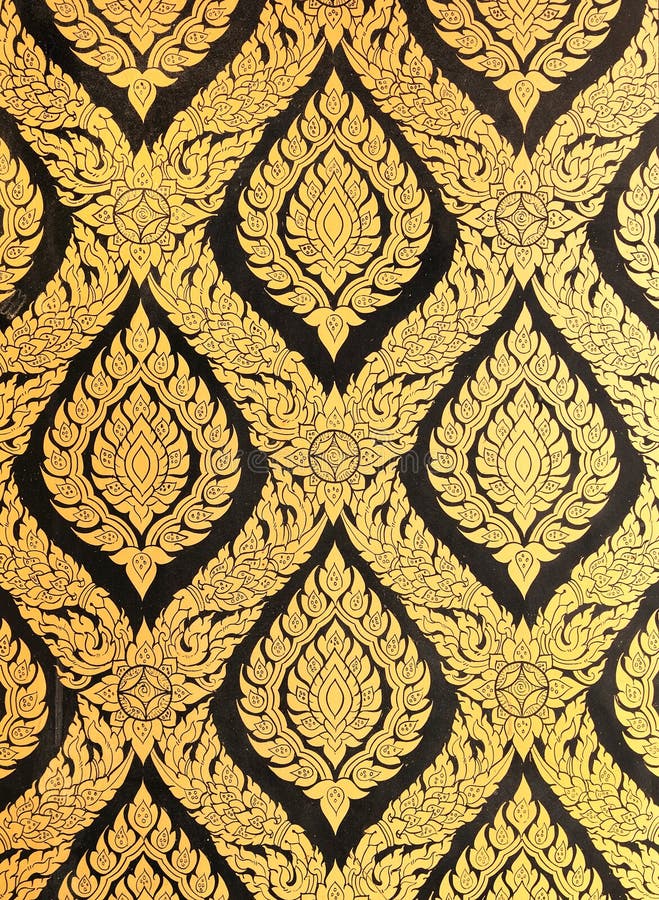 Thai Art Pattern Old Style the Wall in the Temple Stock Photo - Image ...