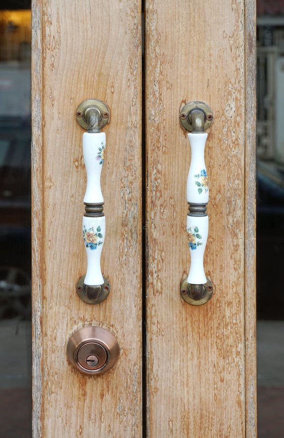 Flower Pattern Vintage Door Handle Stock Photo - Image of timber, lock ...