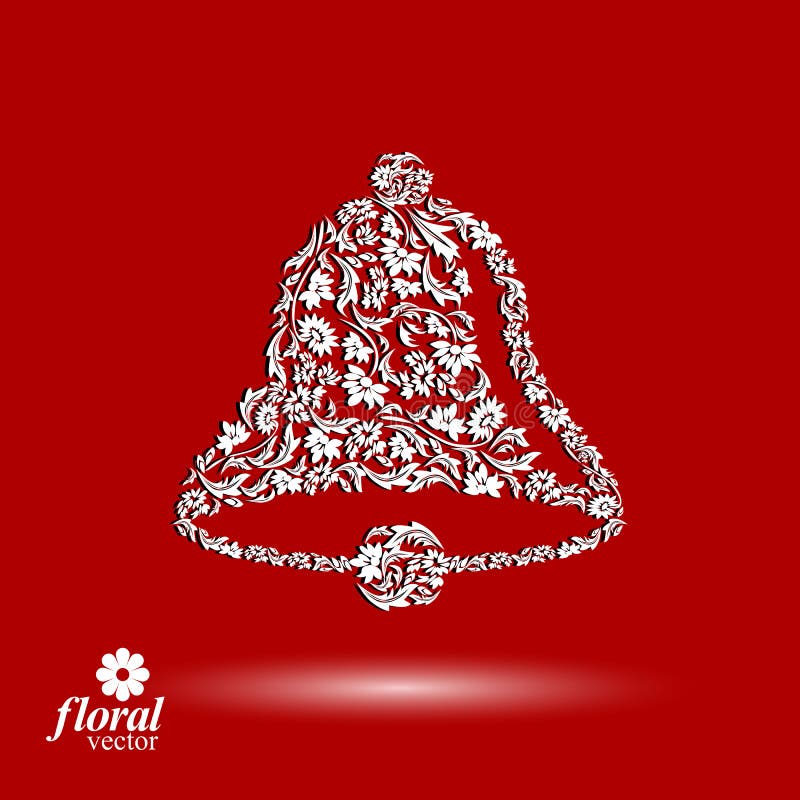 Flower-patterned Hand Bell. Celebration Theme Stylized Floral Vector ...