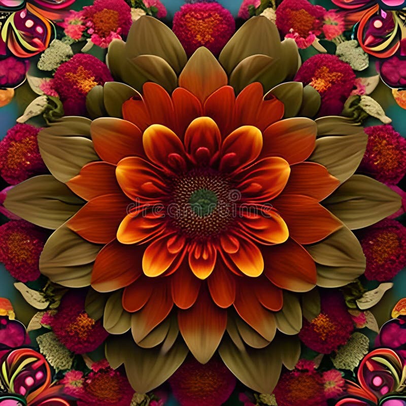 Flower patterns stock illustration. Illustration of orange - 272264141