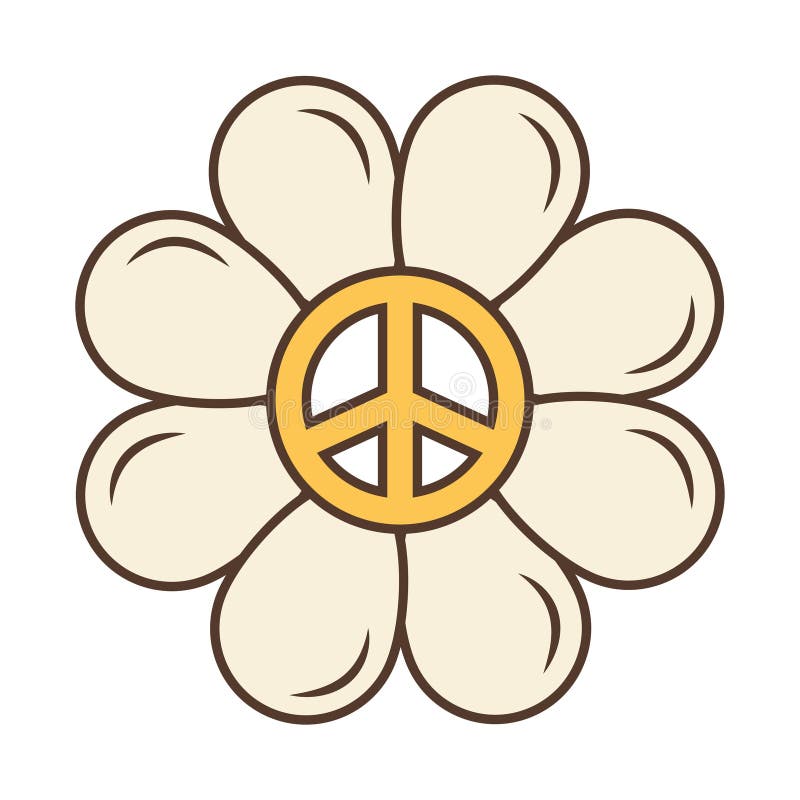 Flower Peace and Love Pop Art Sticker Stock Vector - Illustration of ...