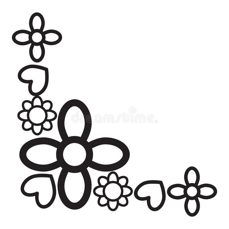 Flower Petals Border Corner Design Stock Vector - Illustration of ...