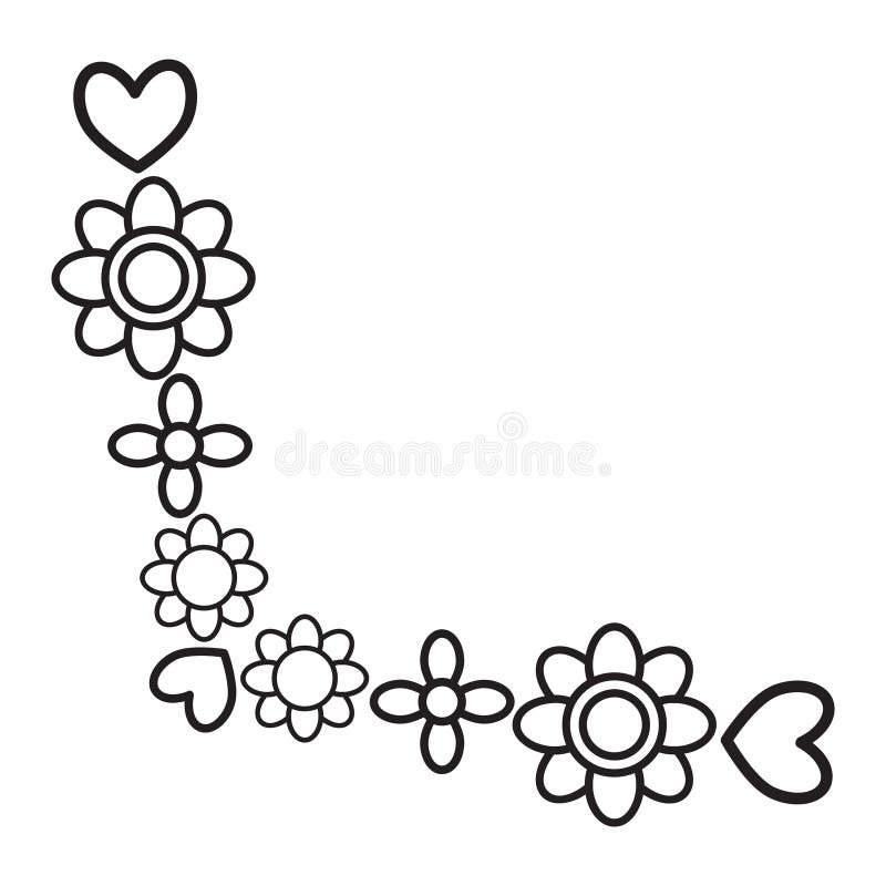 Flower Petals Border Corner Design Stock Vector - Illustration of ...